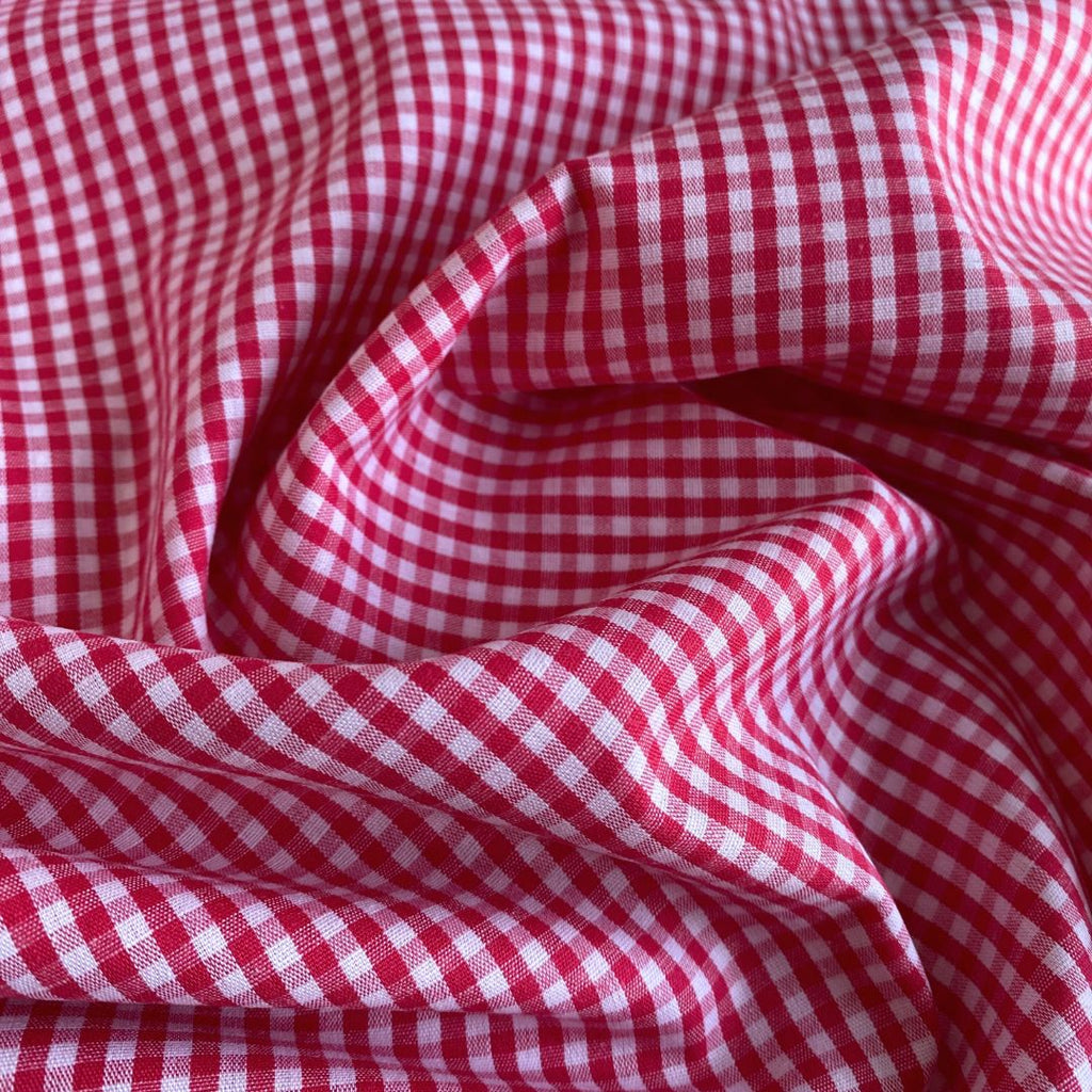 Gingham Cotton Fabric - Dark Pink – Fabric Romance